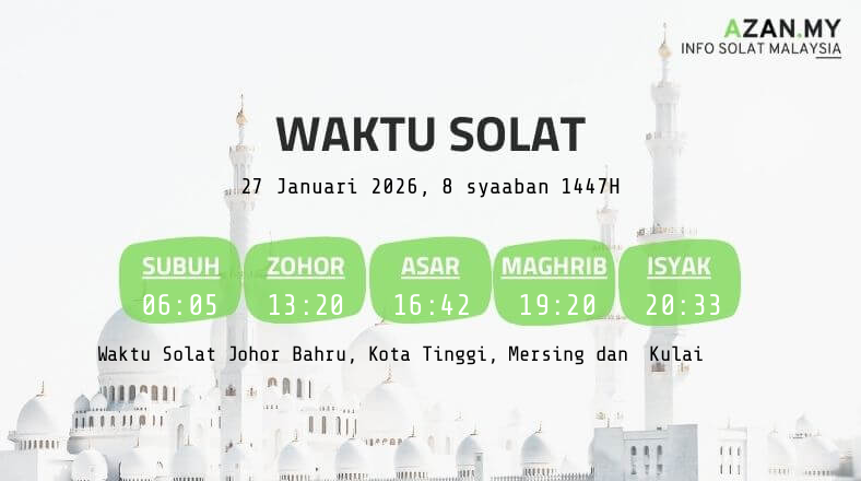 Waktu Azan & Waktu Solat Mersing dan Kulai Johor Bahru Kota Tinggi 2025